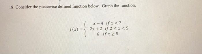 Solved 18. Consider the piecewise defined function below. | Chegg.com