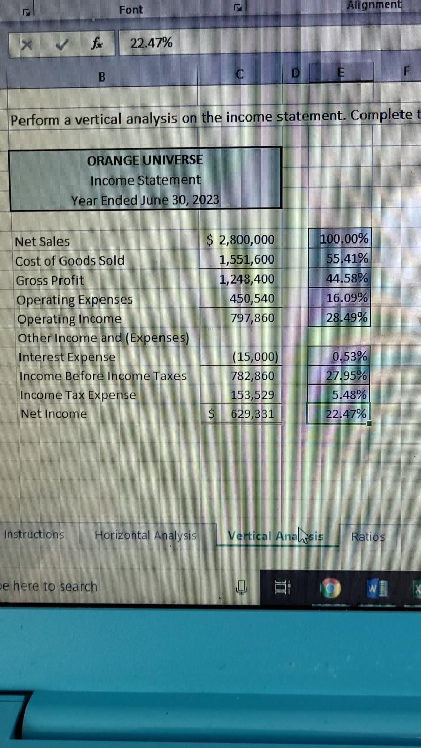 Solved Financial Statement Analysis Excel Problem Follow the | Chegg.com