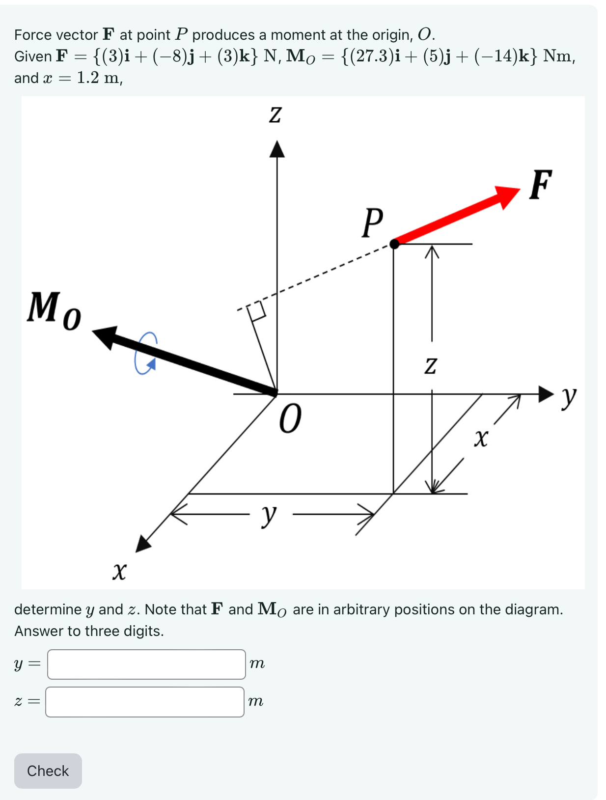 Solved Force vector F ﻿at point P ﻿produces a moment at the | Chegg.com