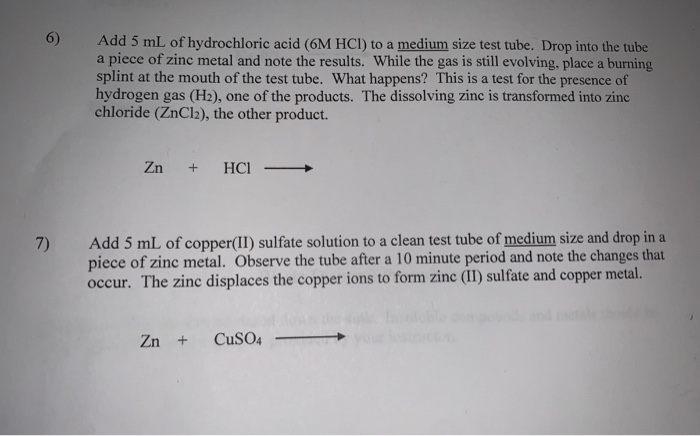 Solved Add 5 mL of hydrochloric acid (6M HCI) to a medium | Chegg.com