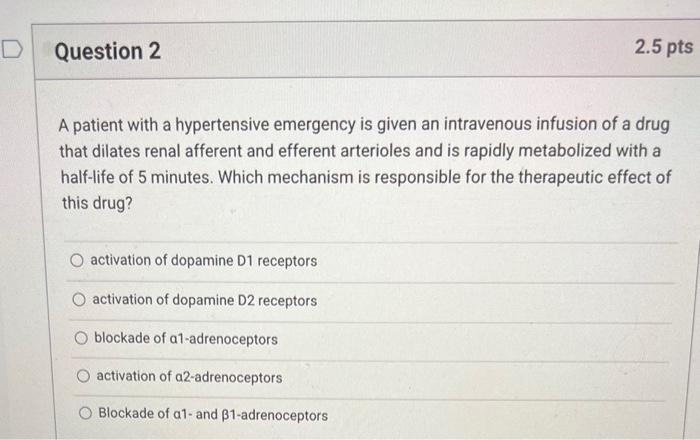 Solved A patient with a hypertensive emergency is given an | Chegg.com
