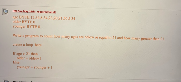 Solved HW Due May 14th - required for all age BYTE | Chegg.com