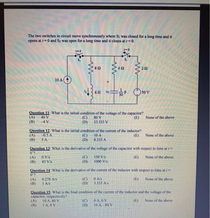 Solved The two switches in circuit move synchronously where | Chegg.com