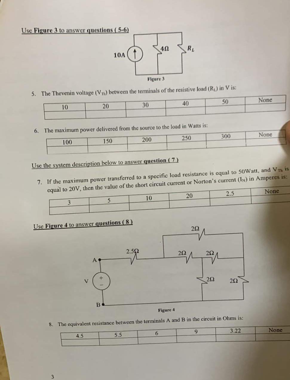 Solved Use Figure 3 to answer questiol 5. The Thevenin | Chegg.com