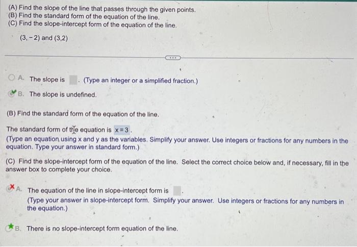 Solved (A) Find the slope of the line that passes through | Chegg.com
