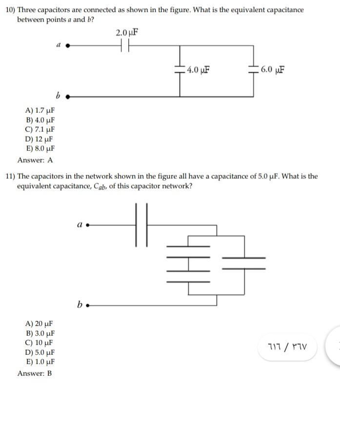 Solved 15) The capacitive network shown in the figure is | Chegg.com