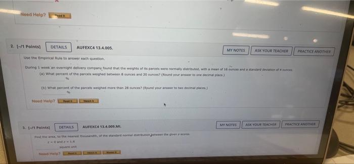 Solved Need Help? 21-11 Points) DETAILS AUFEXC4 13.4.005. MY | Chegg.com