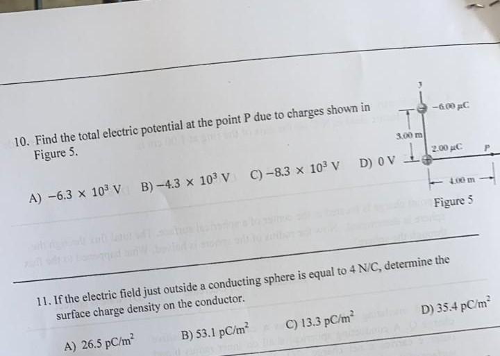 Solved -600C 3.00 m 10. Find the total electric potential at | Chegg.com
