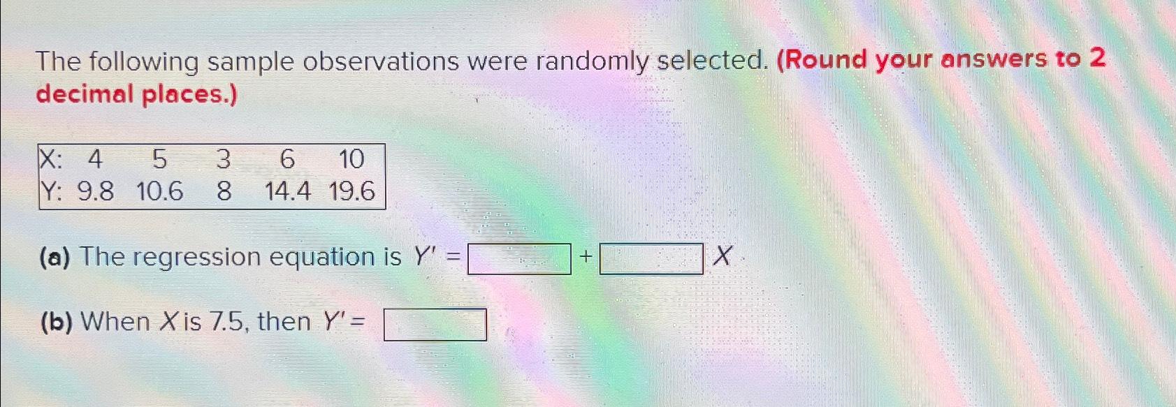 Solved The following sample observations were randomly | Chegg.com