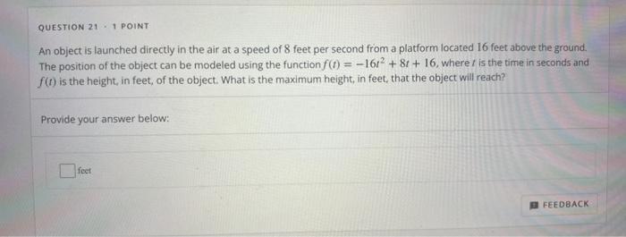Solved An object is launched directly in the air at a speed | Chegg.com