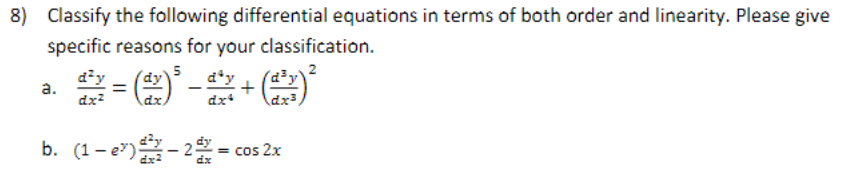 Classify the following differential equations in | Chegg.com