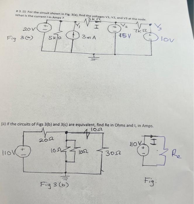 Solved A3. (I) For the circuit shown in Fig. 3(a), find the | Chegg.com