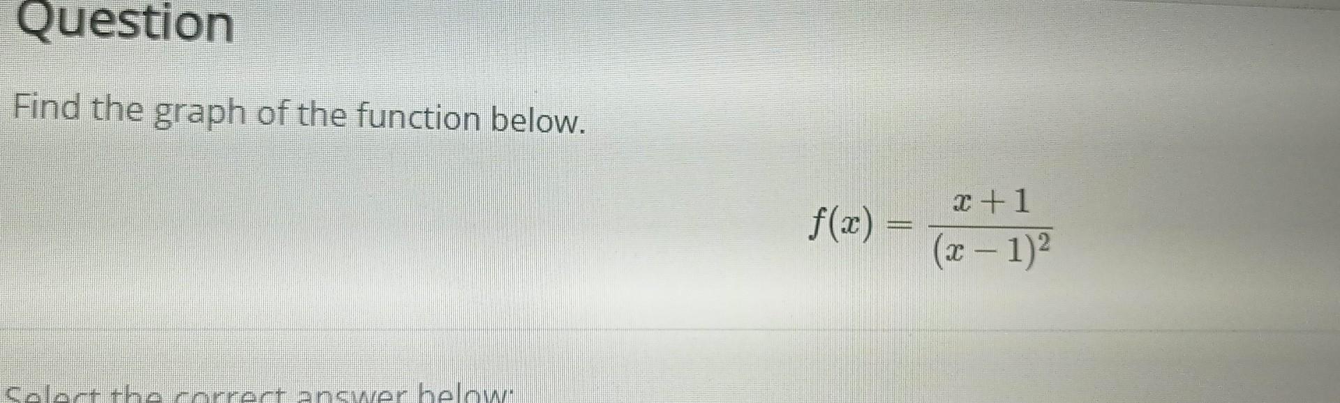 Solved Find the graph of the function below. f(x)=(x−1)2x+1 | Chegg.com