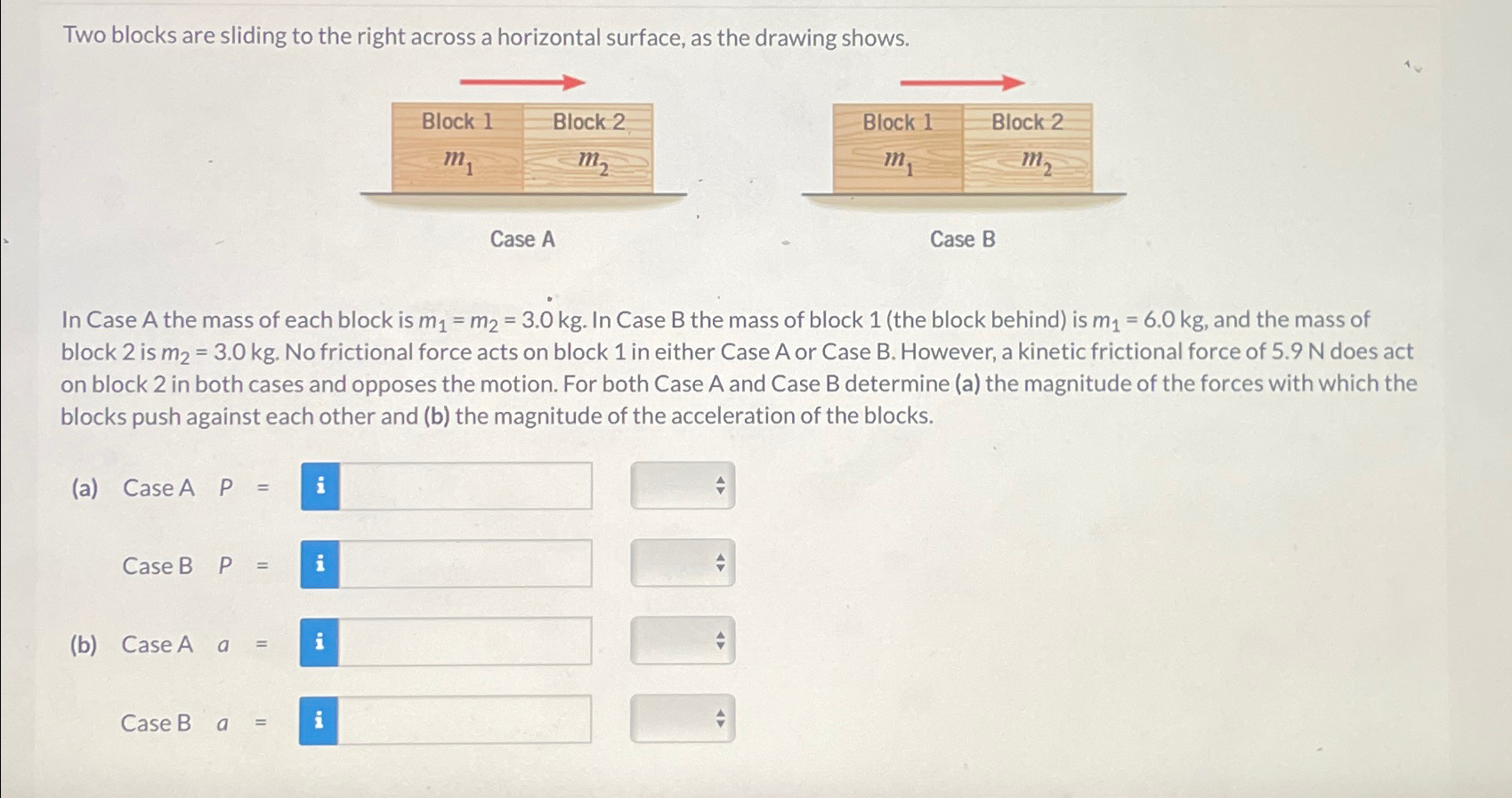Solved Two blocks are sliding to the right across a | Chegg.com