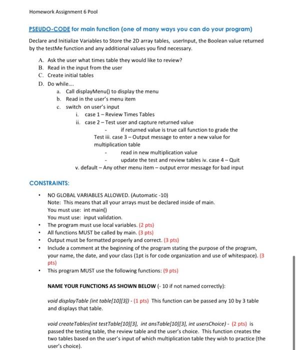 Solved Homework Assignment 6 Pool Homework Assignment 6 B