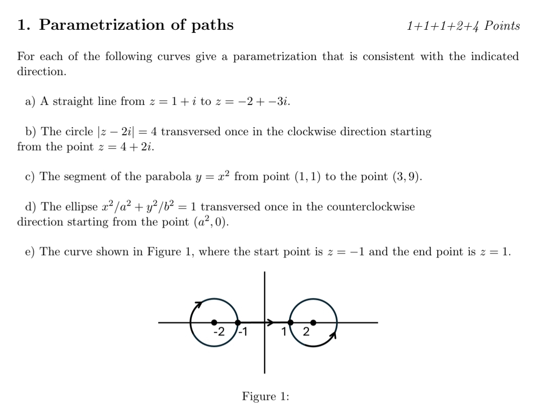Solved Parametrization of paths1+1+1+2+4 ﻿PointsFor each of | Chegg.com