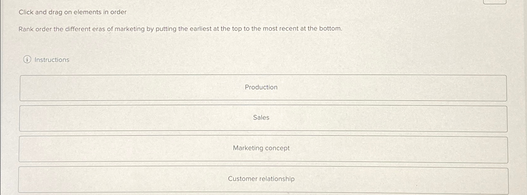 Solved Click and drag on elements in orderRank order the | Chegg.com