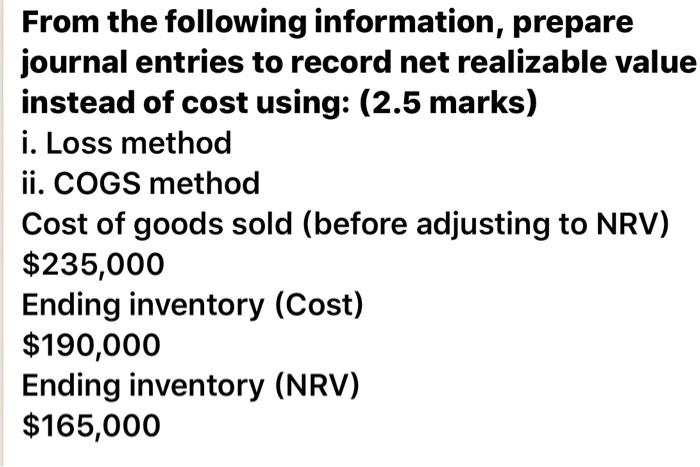 Solved From the following information, prepare journal | Chegg.com