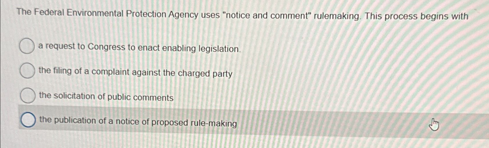 Solved The Federal Environmental Protection Agency uses | Chegg.com