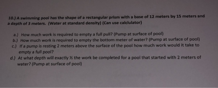 Solved 10.) A swimming pool has the shape of a rectangular | Chegg.com