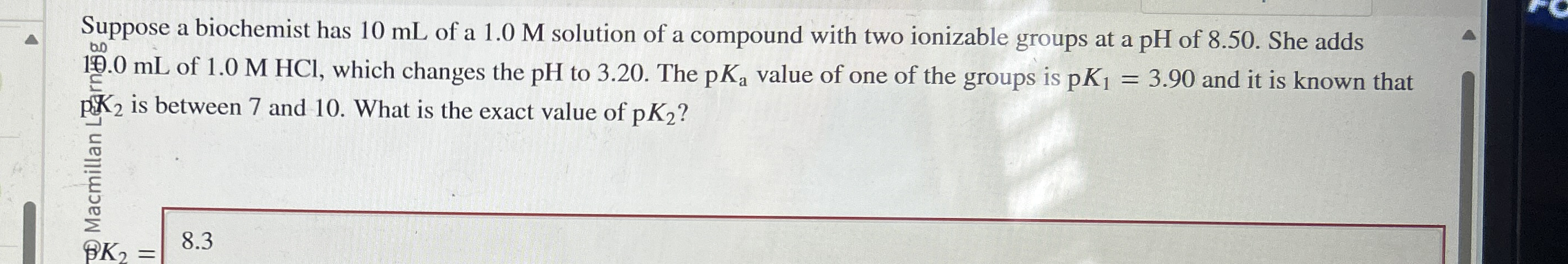 Solved Suppose a biochemist has 10 ﻿mL of a 1.0 ﻿M solution | Chegg.com