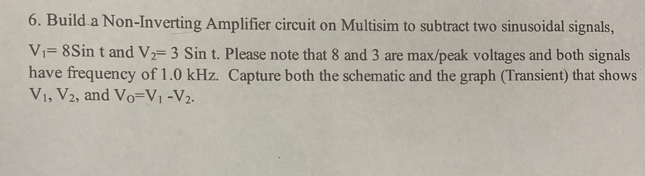 Solved Build a Non-Inverting Amplifier circuit on Multisim | Chegg.com