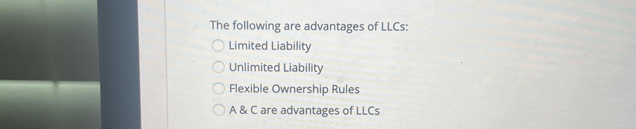 Solved The following are advantages of LLCs:Limited | Chegg.com