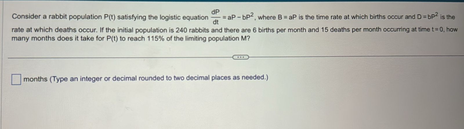 Solved Consider A Rabbit Population P T ﻿satisfying The