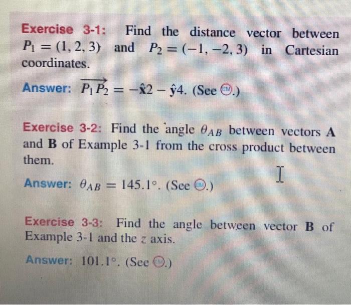 Solved Exercise 3-1: Find the distance vector between P1 = | Chegg.com