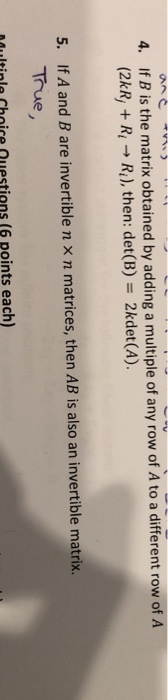 Solved anc ) 4. If B is the matrix obtained by adding a | Chegg.com