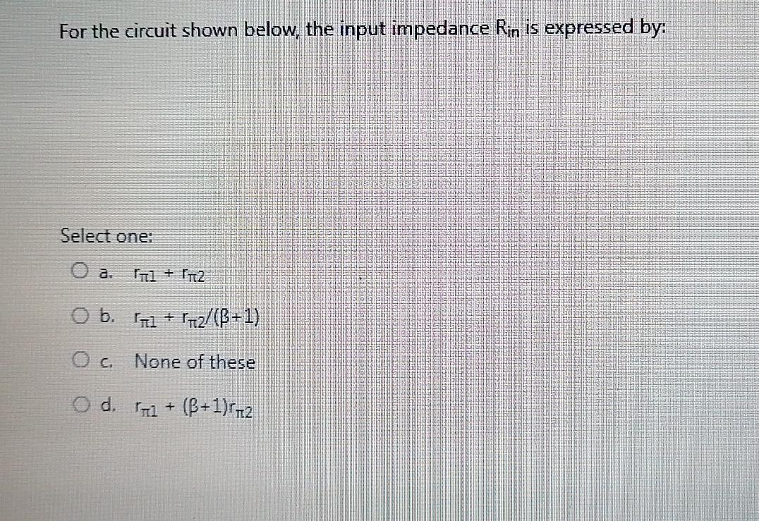 For the circuit shown below, the input impedance Rin | Chegg.com