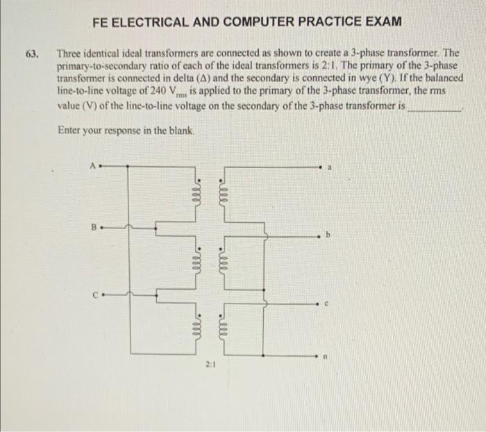 Solved FE ELECTRICAL AND COMPUTER PRACTICE EXAM 63. Three | Chegg.com