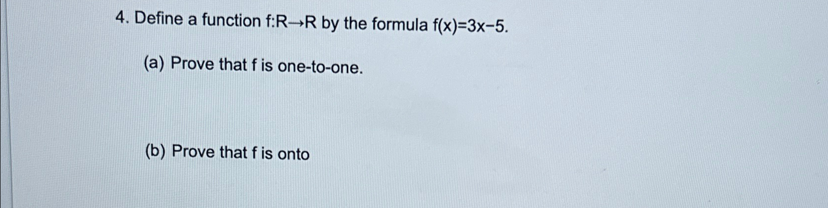 Solved Define a function f:R→R ﻿by the formula f(x)=3x-5.(a) | Chegg.com