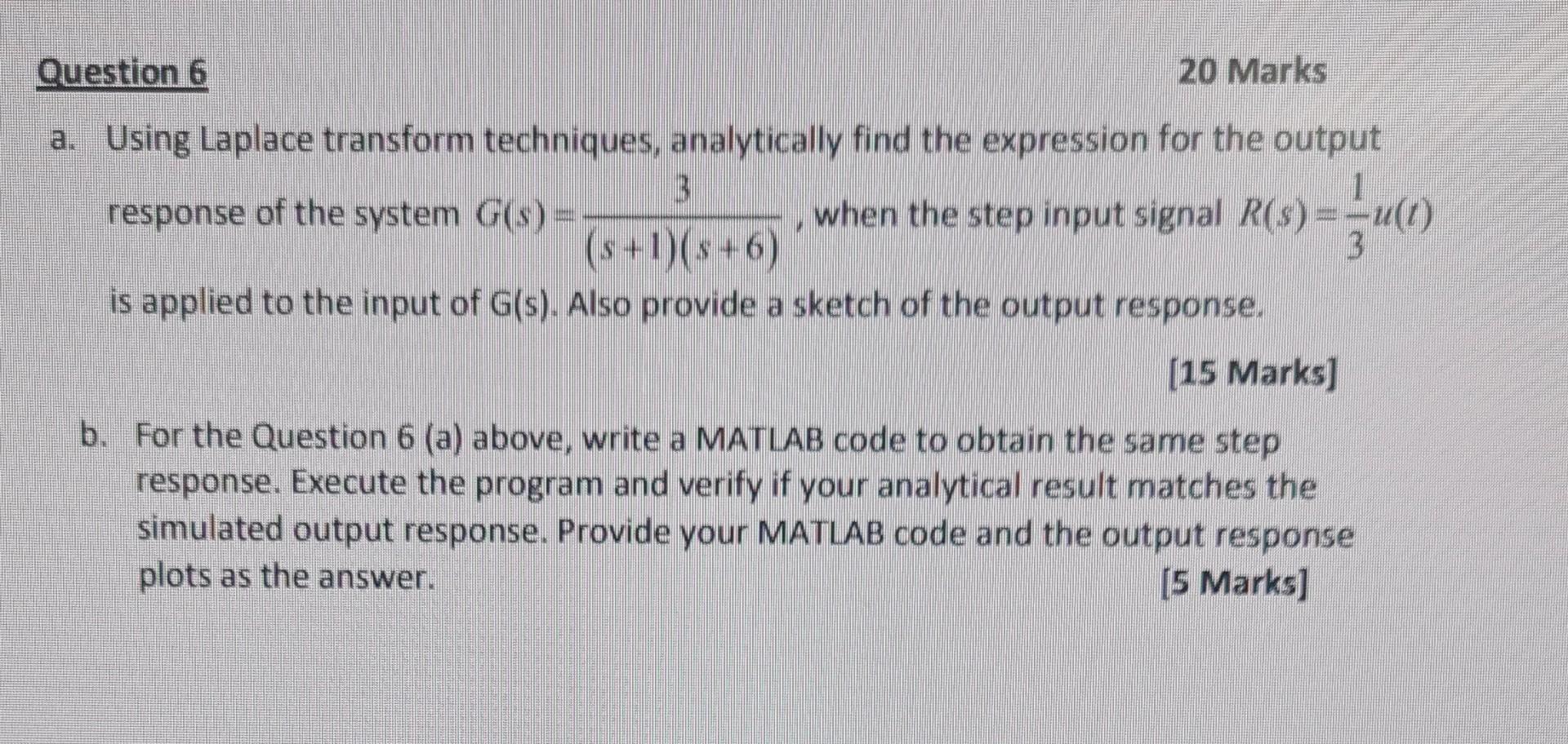Solved a. Using Laplace transform techniques, analytically | Chegg.com