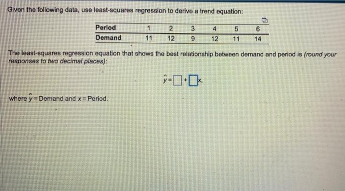 Solved Given the following data, use least-squares | Chegg.com