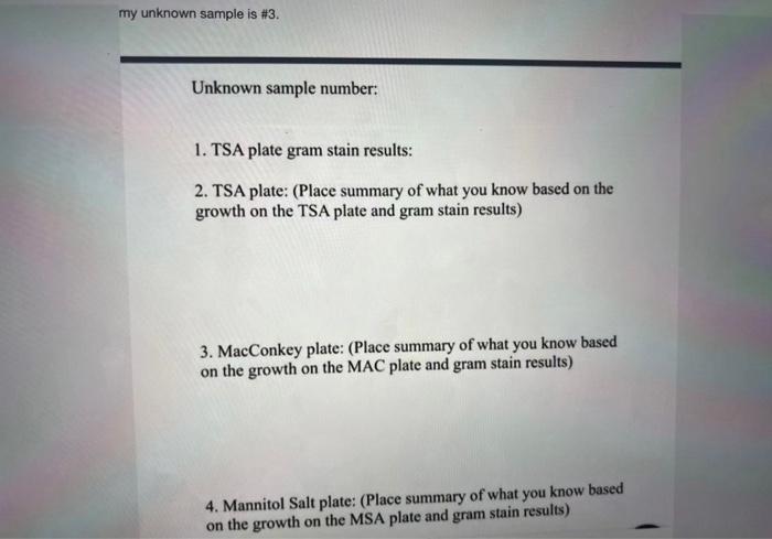Solved my unknown sample is #3. Unknown sample number: 1. | Chegg.com