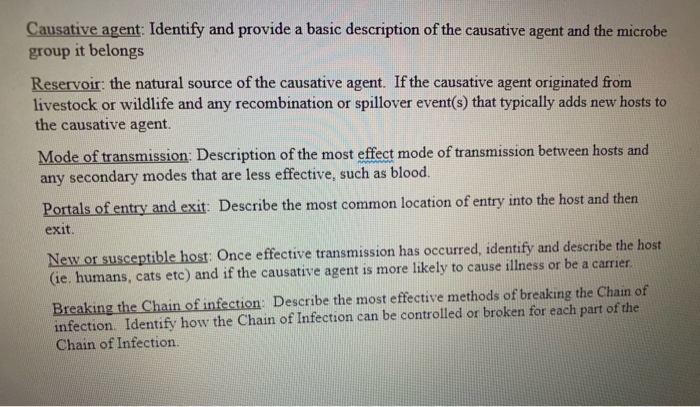 Solved Causative agent: Identify and provide a basic | Chegg.com