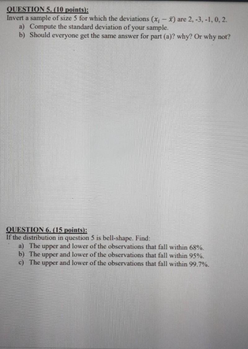 Solved QUESTION 5. (10 points): Invert a sample of size 5 | Chegg.com