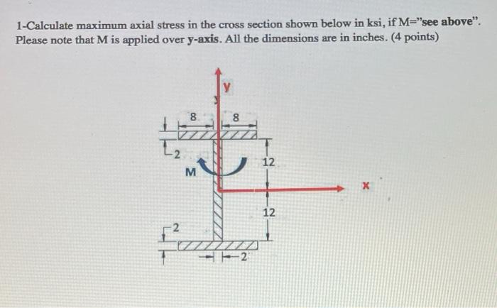Solved 1-Calculate maximum axial stress in the cross section | Chegg.com