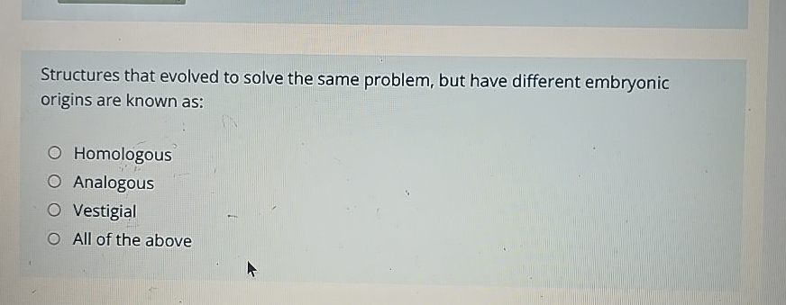 Solved Structures that evolved to solve the same problem, | Chegg.com