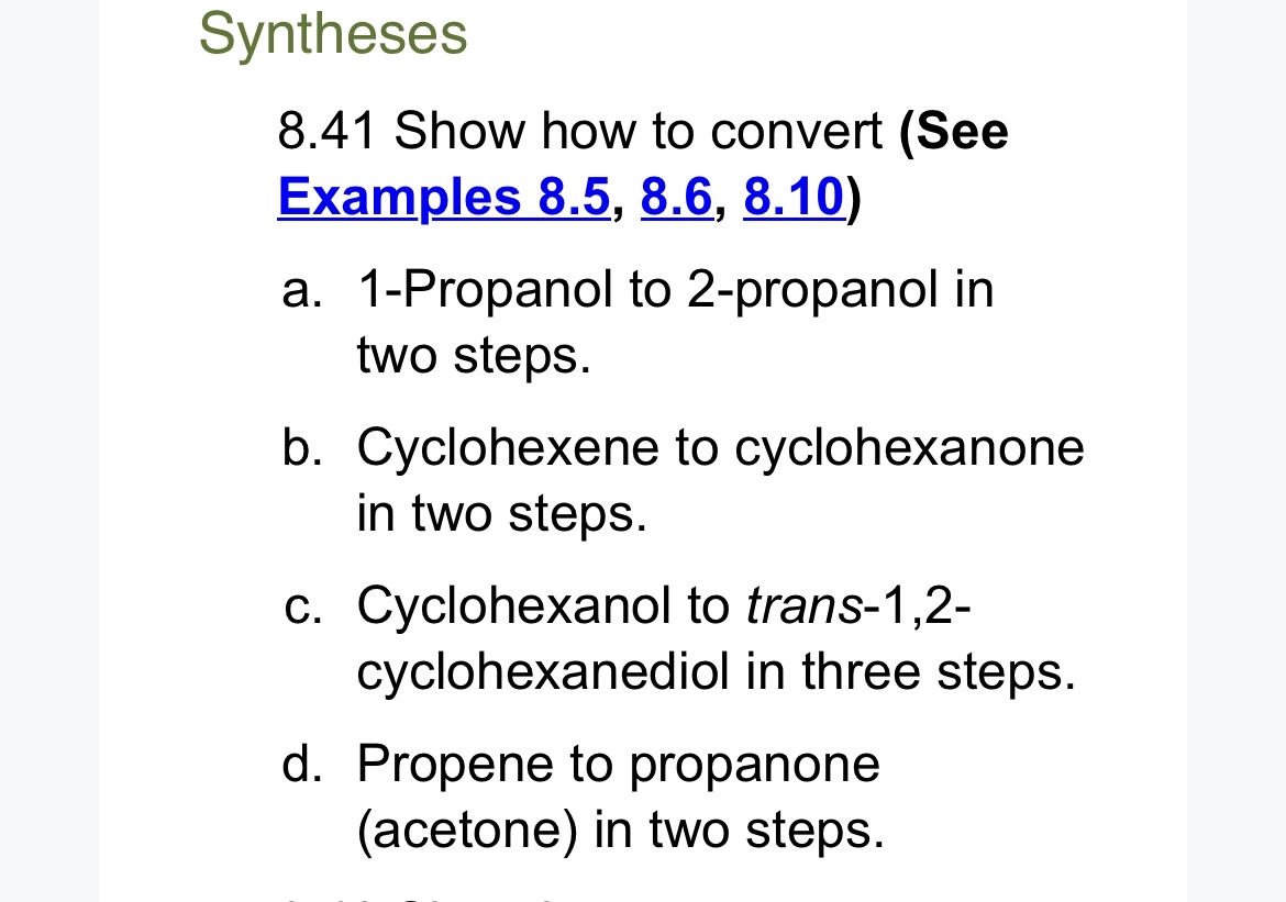 Solved Syntheses8.41 ﻿Show how to convert (See Examples | Chegg.com