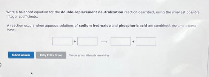 Solved Write a balanced equation for the double-replacement | Chegg.com