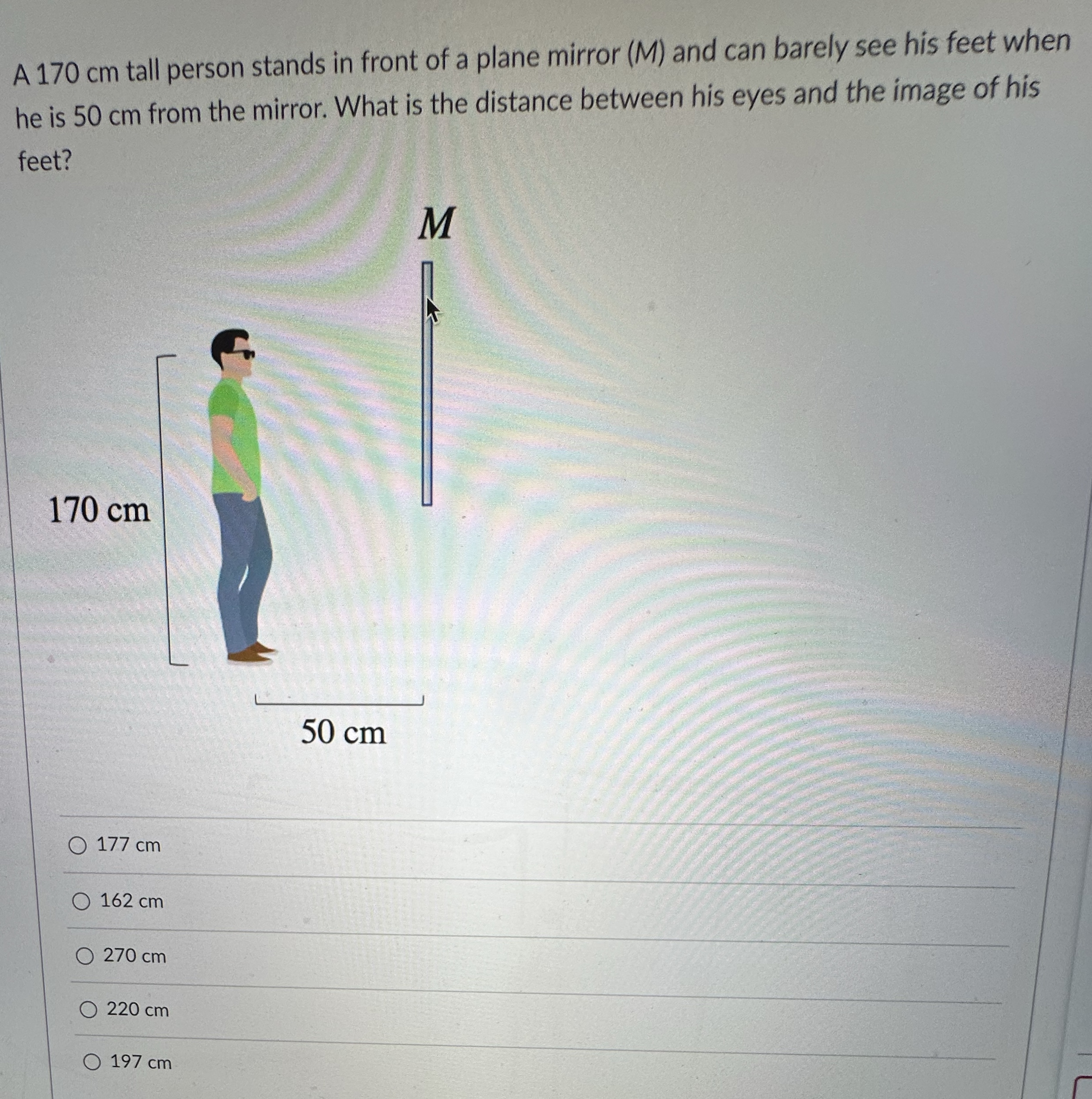 Solved A 170 ﻿cm tall person stands in front of a plane | Chegg.com