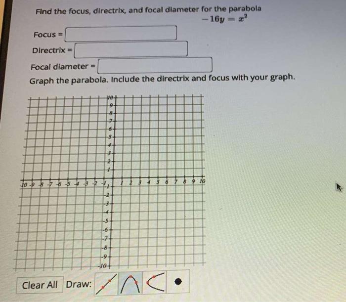 Solved Find the focus, directrix, and focal diameter for the | Chegg.com
