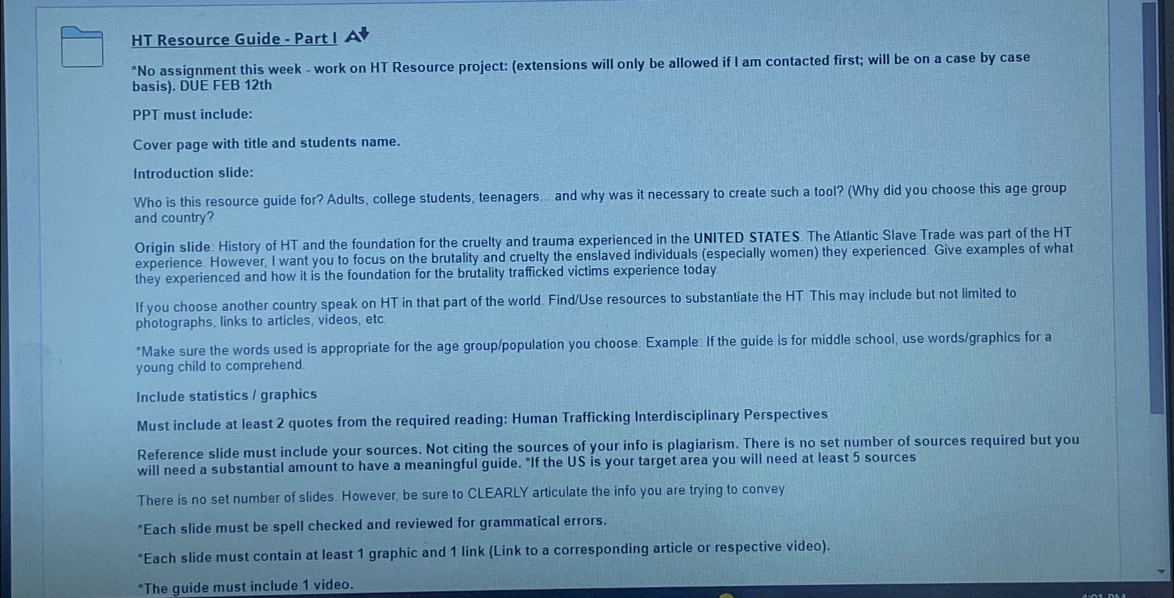 Solved HT Resource Guide - ﻿Part I?** ﻿No assignment this | Chegg.com