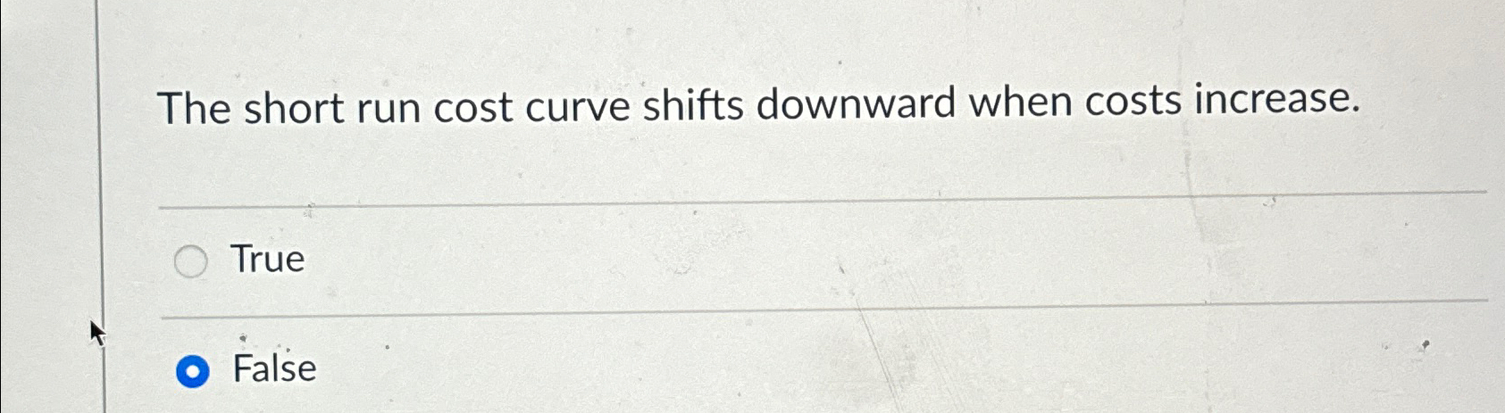 Solved The short run cost curve shifts downward when costs | Chegg.com