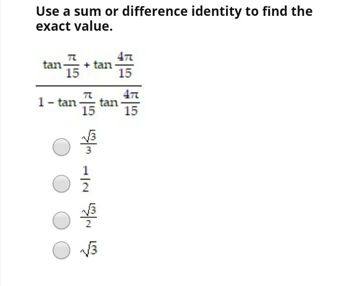 Solved Use a sum or difference identity to find the exact | Chegg.com