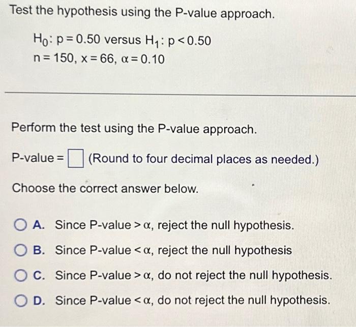Solved Test the hypothesis using the P-value approach. | Chegg.com