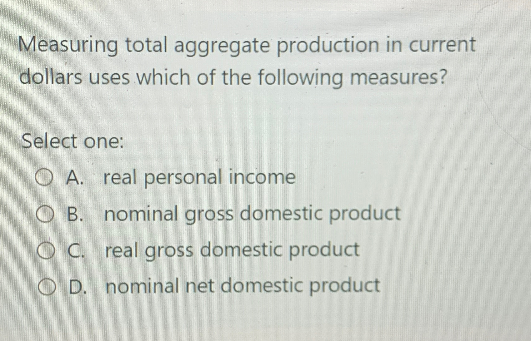 Solved Measuring total aggregate production in current | Chegg.com