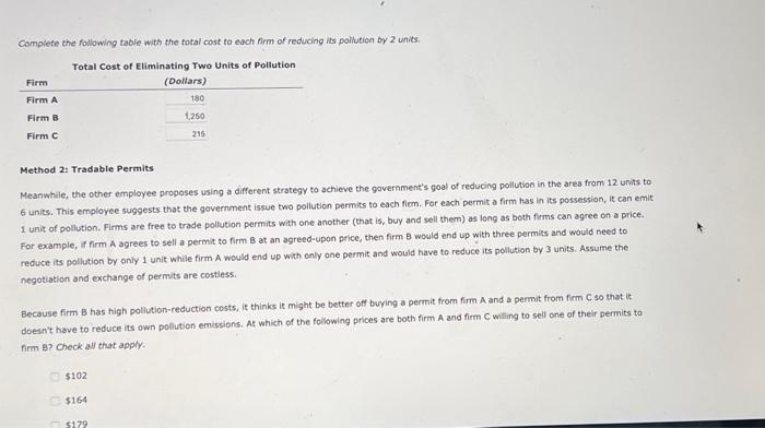 Solved Complete the following tabie with the total cost to | Chegg.com